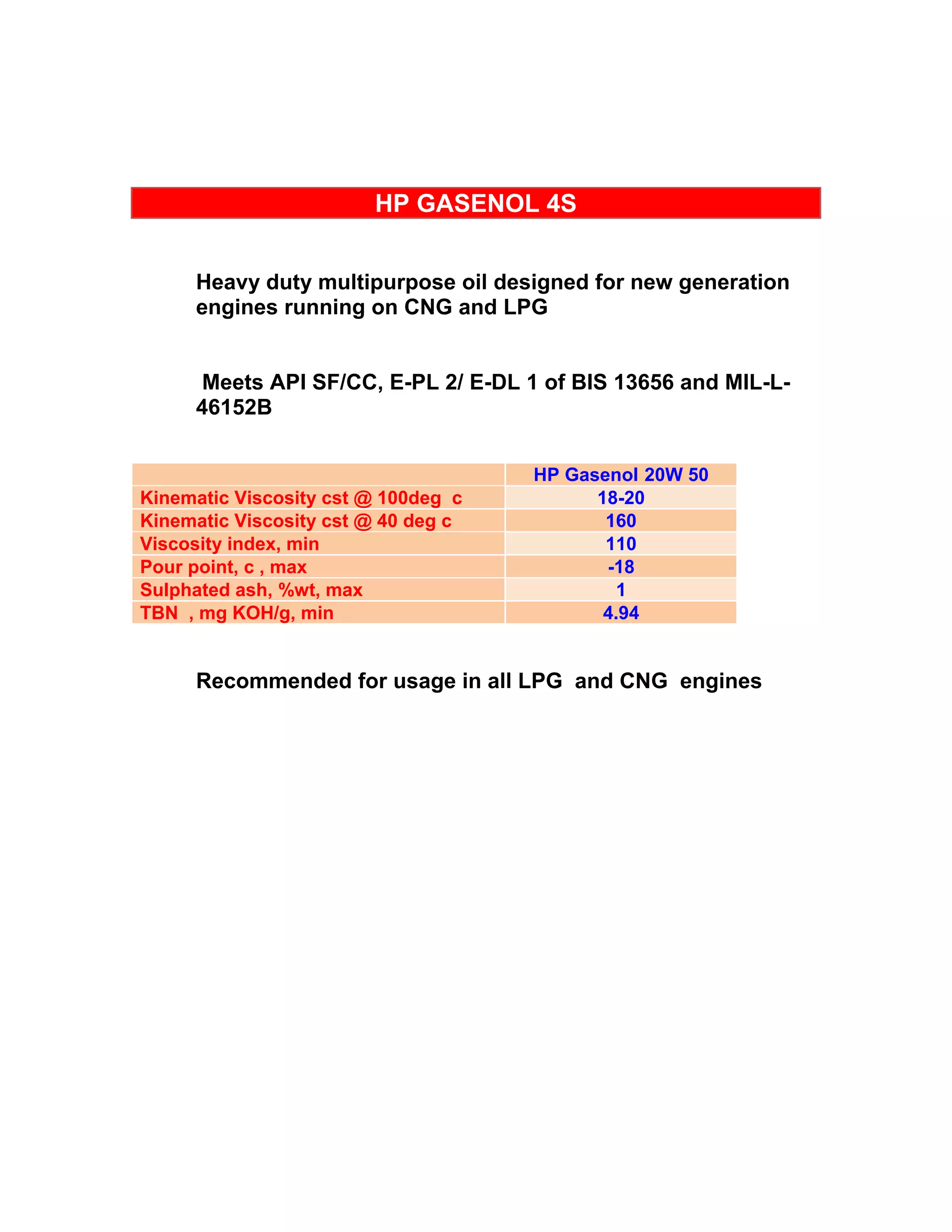 Hpcl gas engine oils | PDF