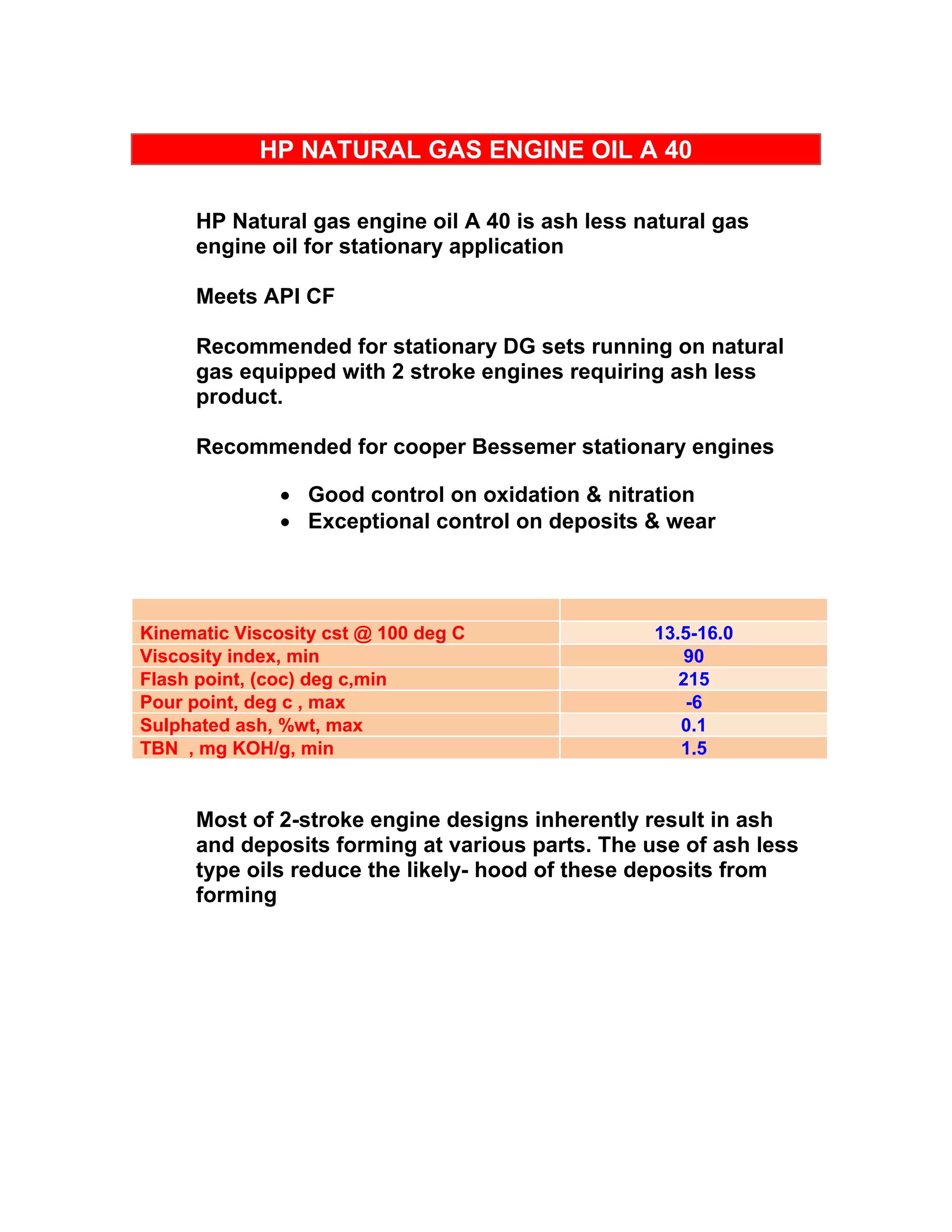Hpcl gas engine oils | PDF