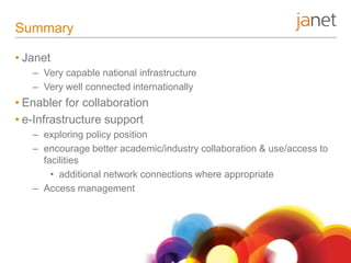 HPC Midlands - JANET(UK) Enabling the UK's e-Infrastructure | PPTX | Computer Networking | Computing