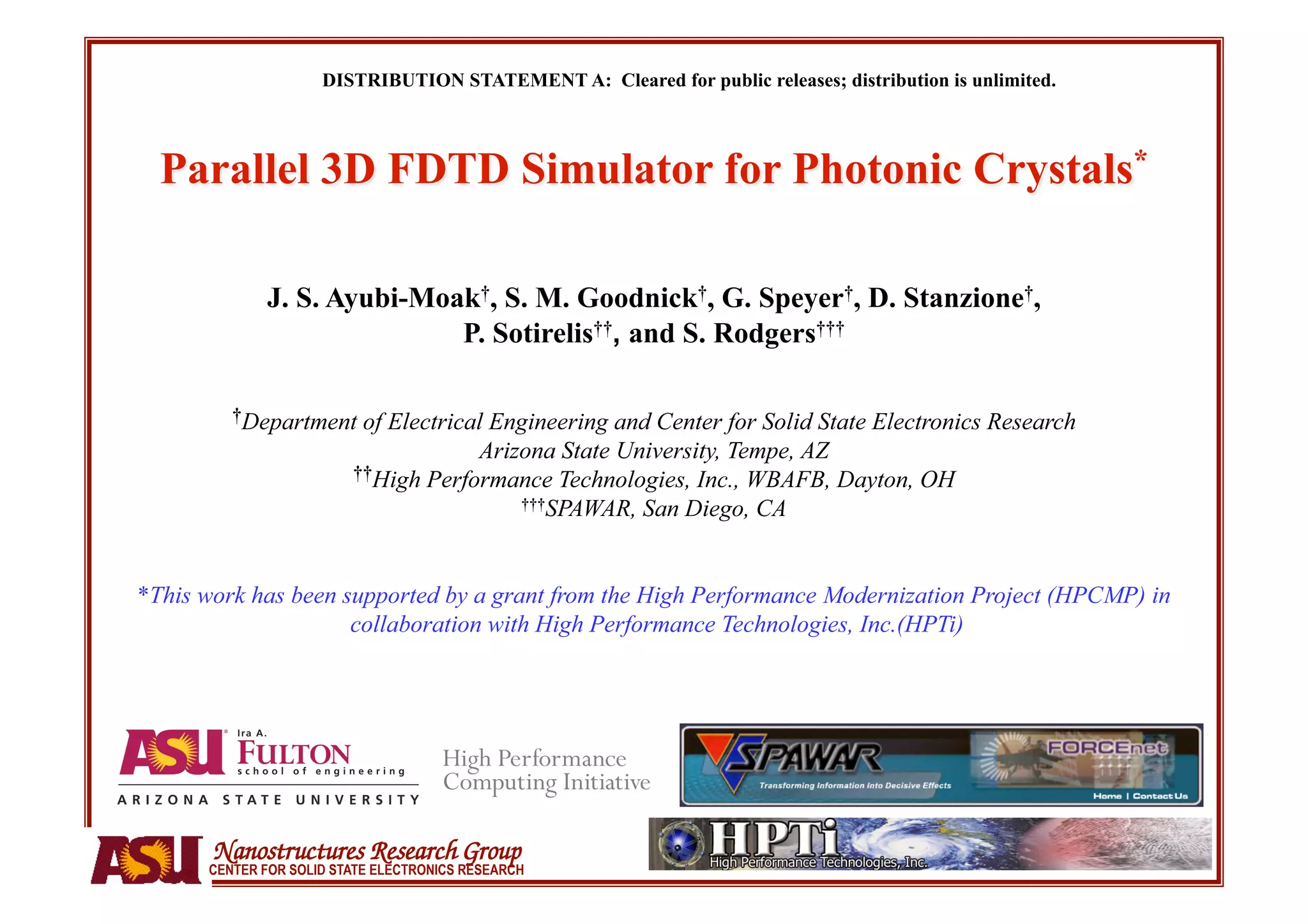 Parallel 3D FDTD Simulator for Photonic Crystals | PPT