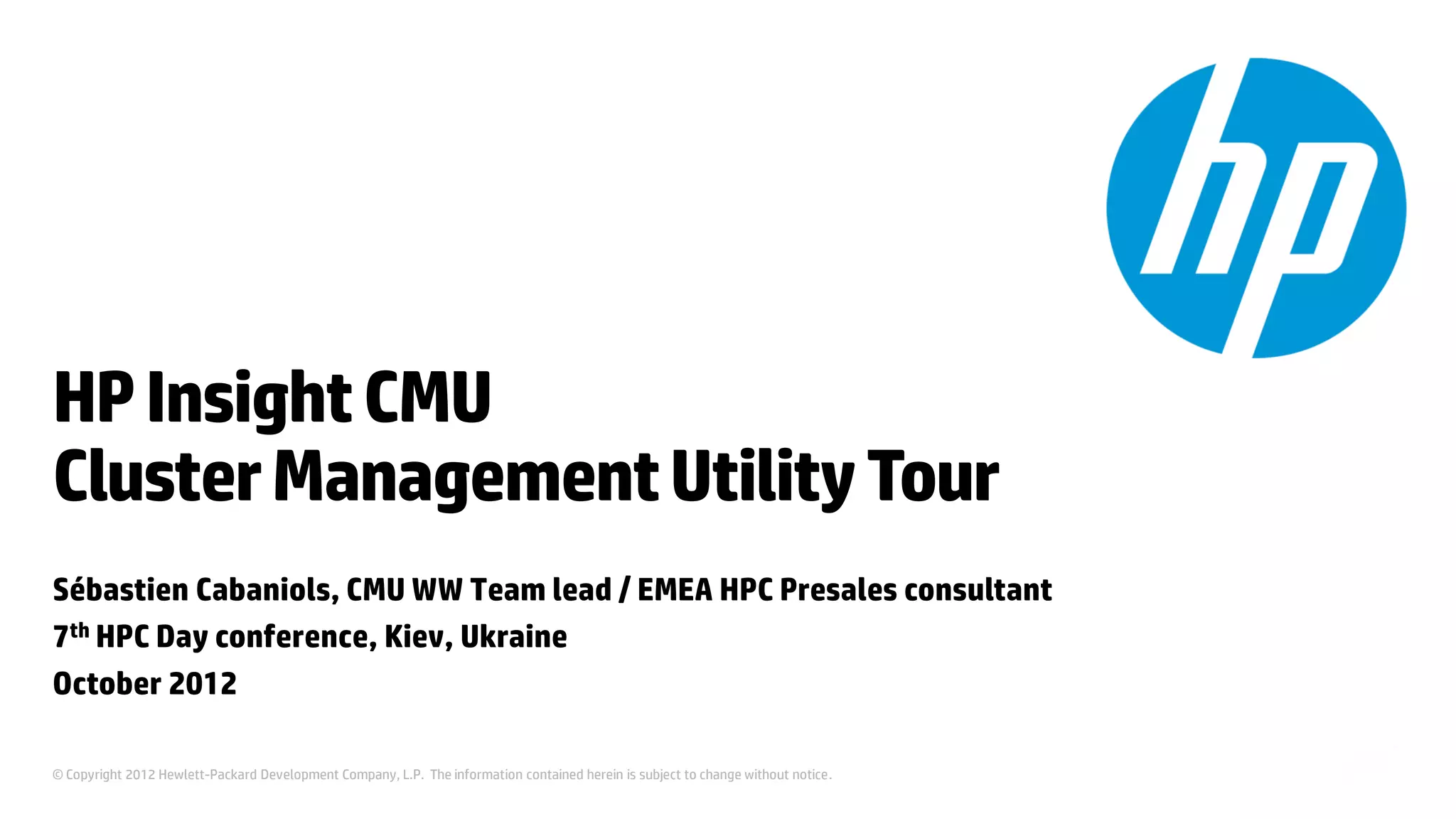 Hp cmu – easy to use cluster management utility @ hpcday 2012 kiev | PPT