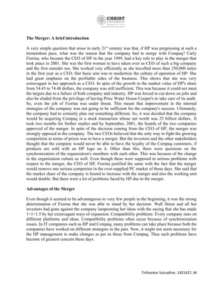 Hp Compaq Mereger | DOC | Mergers and Acquisitions | Business Banking ...