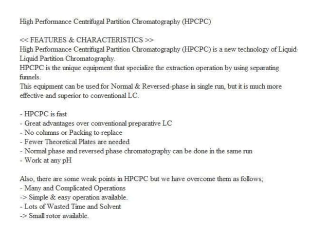 HPCPC[HIGH PERFORMANCE CENTRIFUGAL PARTITION CHROMATOGRAPHY], WHAT IS ...