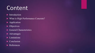 High Performance Concrete Presentationnn | PPTX