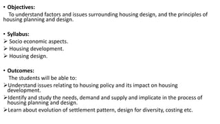 Housing planning and design Introduction | PDF