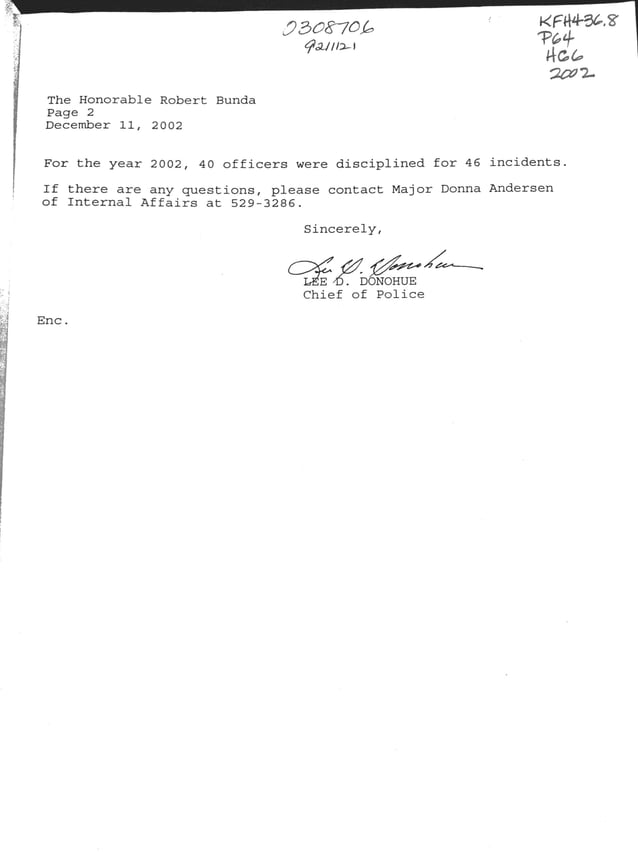 HPD 2002 disciplinary report | PDF