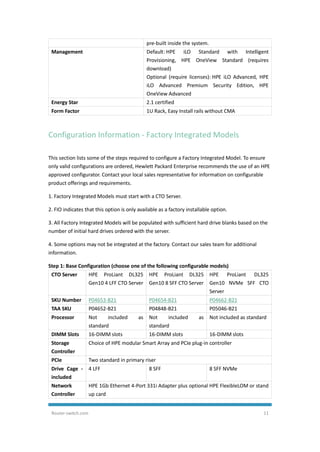Hpe Proliant DL325 Gen10 Server Datasheet | PDF