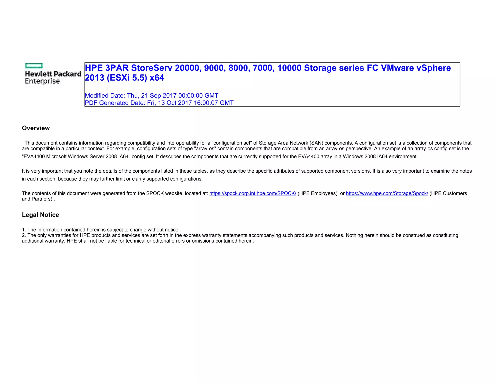 Hpe 3 par_storeserv_20000__9000__8000__7000__10000_storage_series_fc_v ...