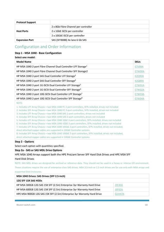 HPE MSA 1040 Storage Datasheet | PDF