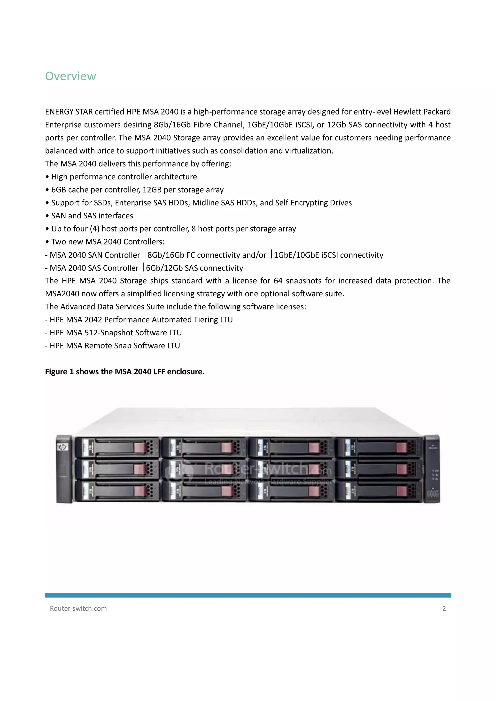 Hpe MSA 2040 Storage Datasheet | PDF | Operating Systems | Computer Software and Applications