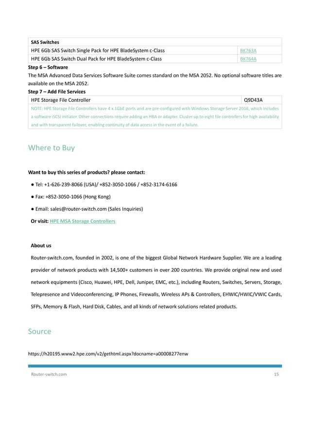 Hpe MSA 2052 Storage Datasheet | PDF