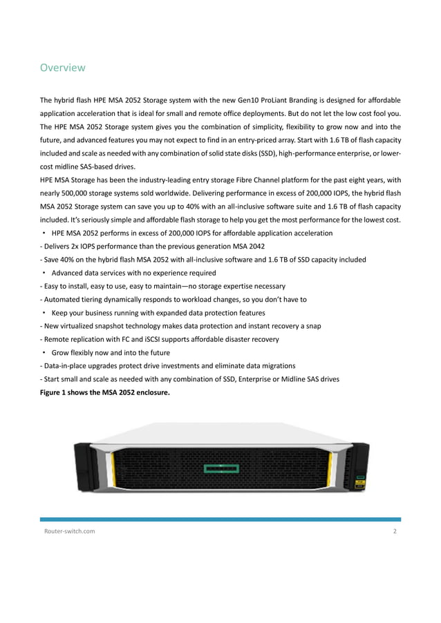 Hpe MSA 2052 Storage Datasheet | PDF