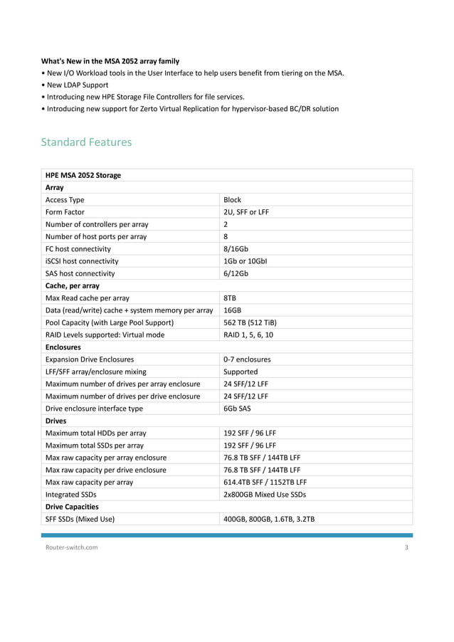 Hpe MSA 2052 Storage Datasheet | PDF