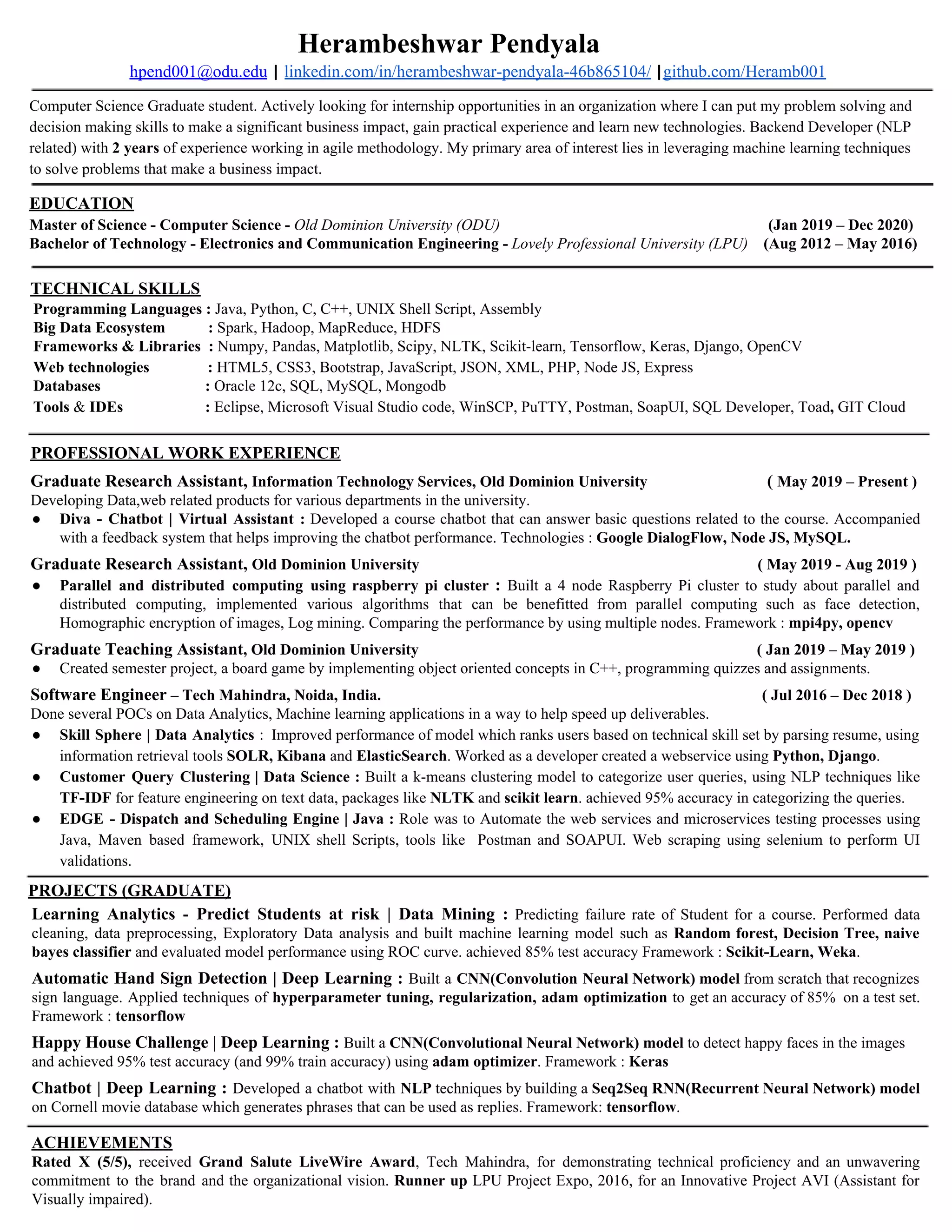 Resume-Hpendyala | PDF