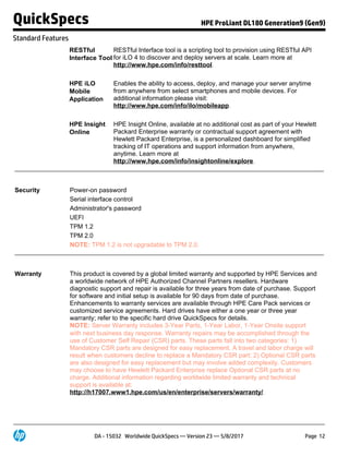 Hpe pro liant dl180 generation9 (gen9) | PDF