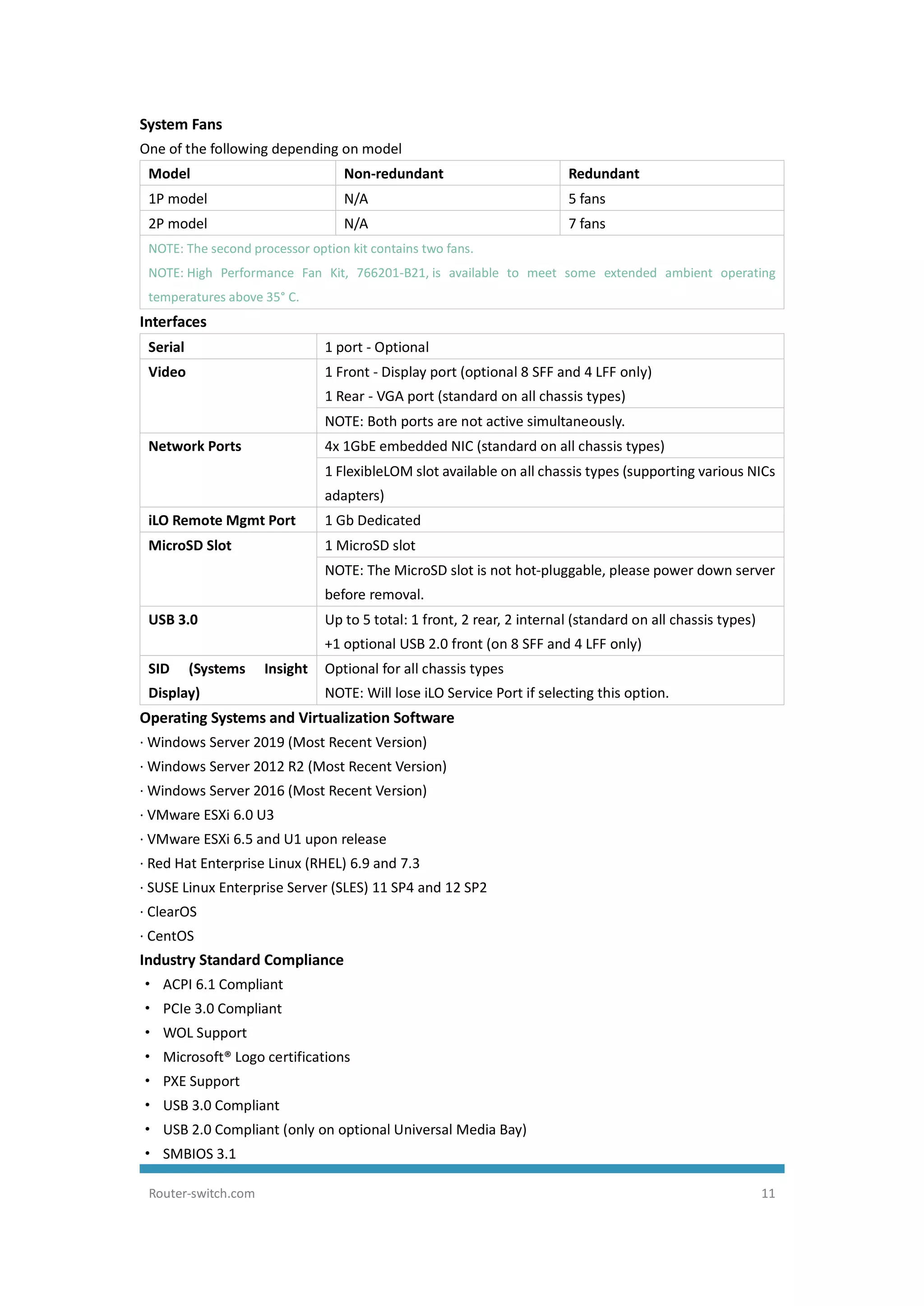 HPE ProLiant DL360 Gen10 Server Data Sheet | PDF
