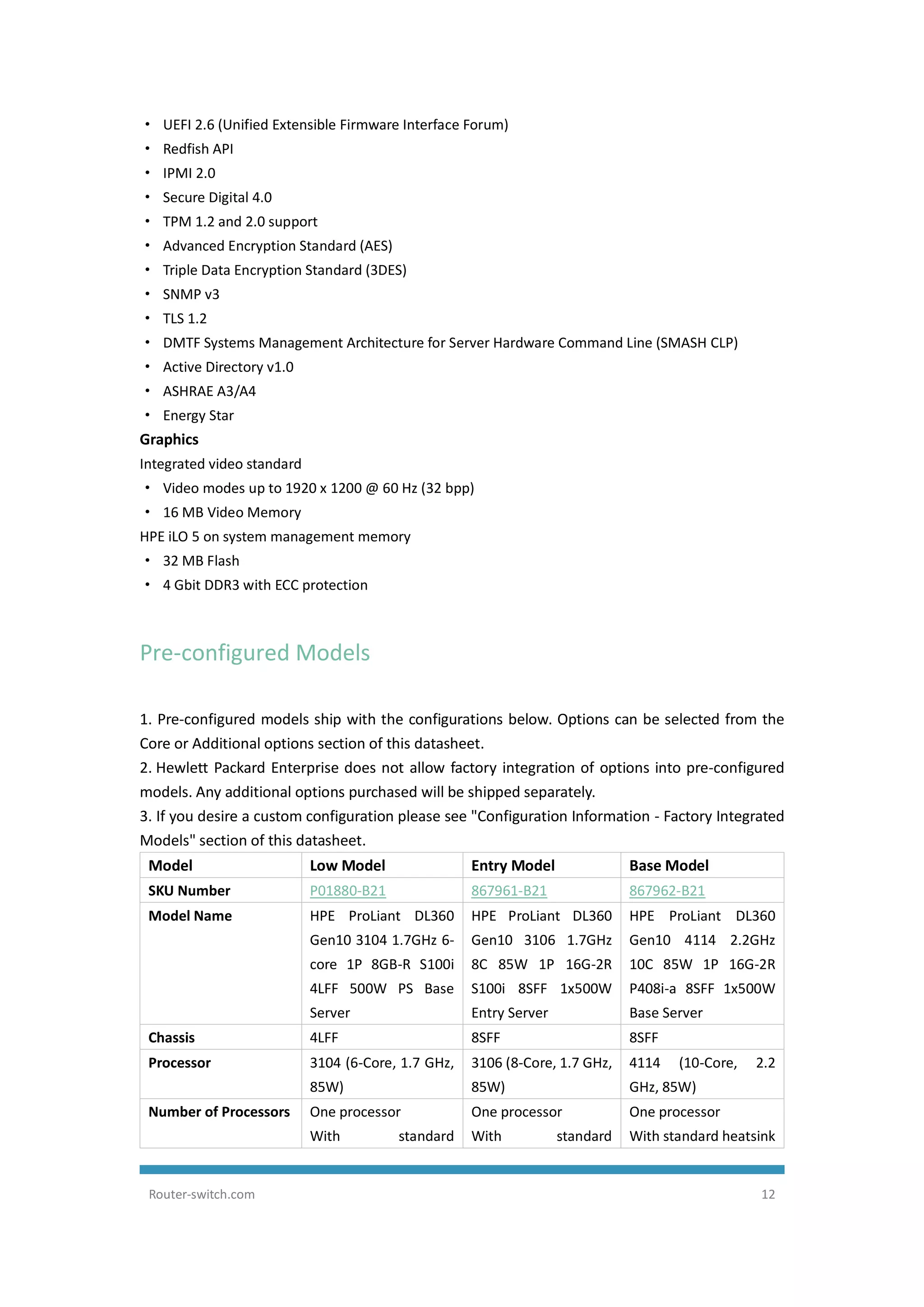 HPE ProLiant DL360 Gen10 Server Data Sheet | PDF
