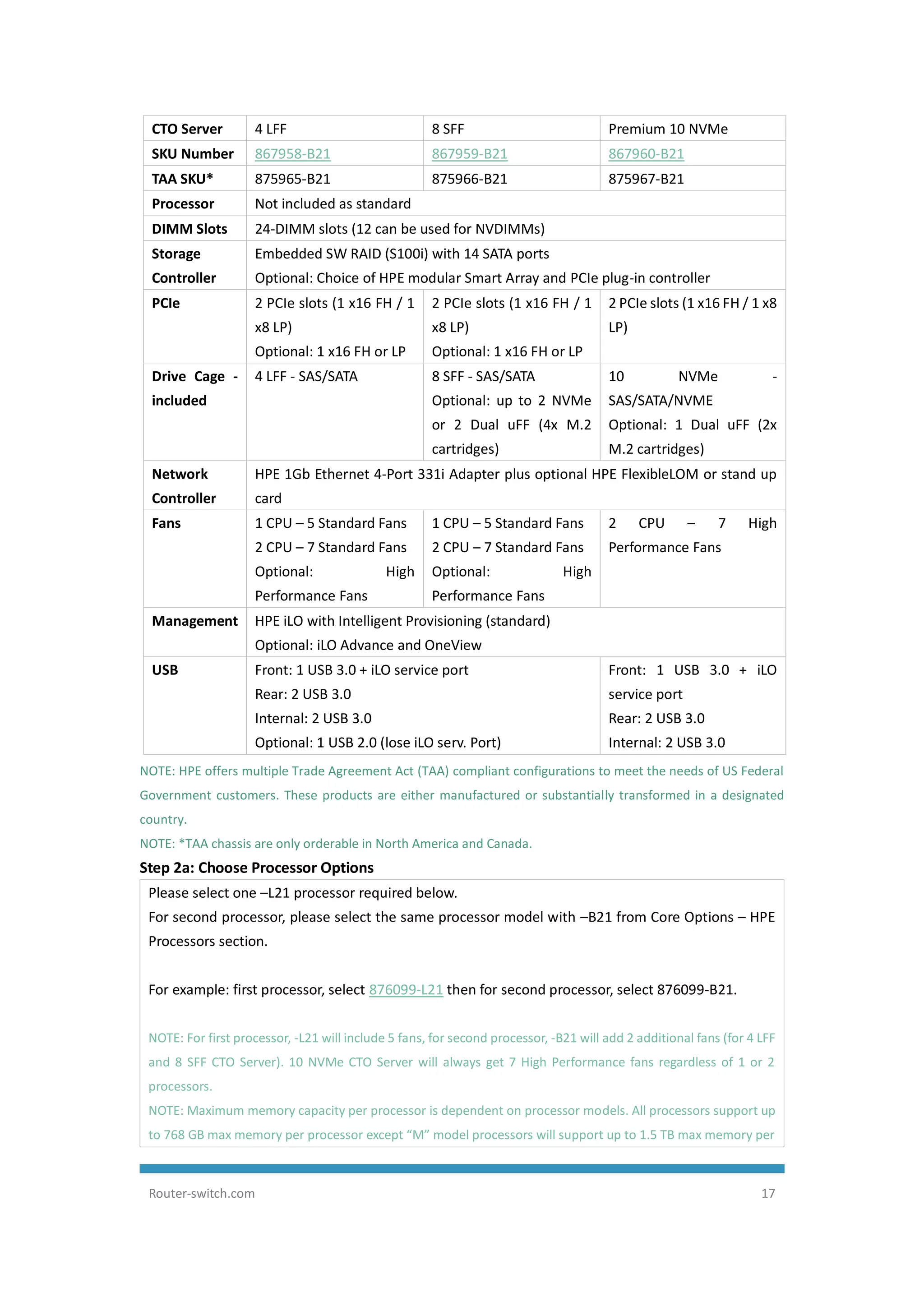 HPE ProLiant DL360 Gen10 Server Data Sheet | PDF