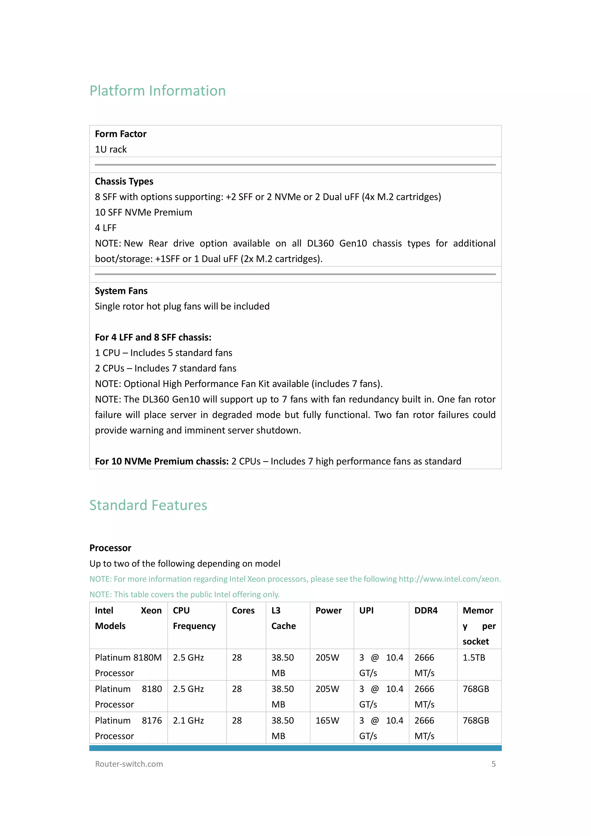 HPE ProLiant DL360 Gen10 Server Data Sheet | PDF