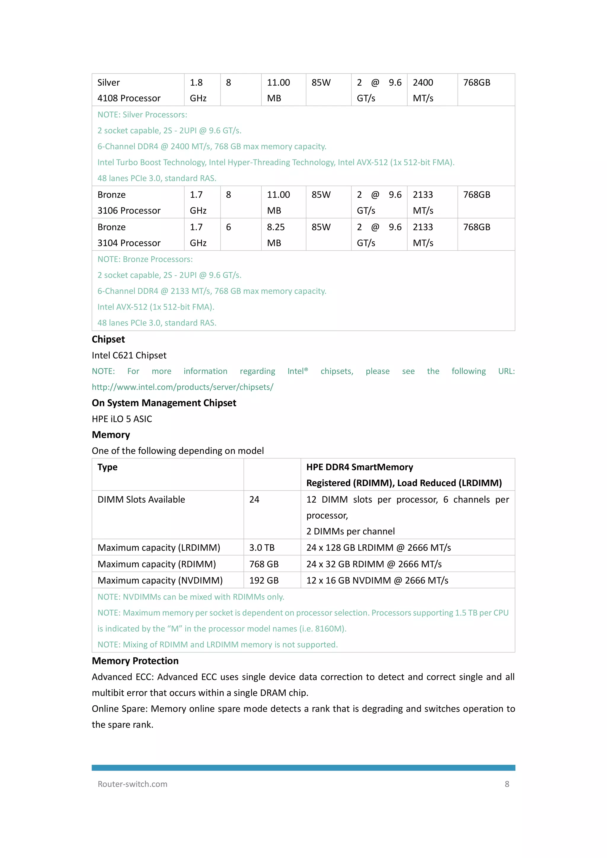 HPE ProLiant DL360 Gen10 Server Data Sheet | PDF