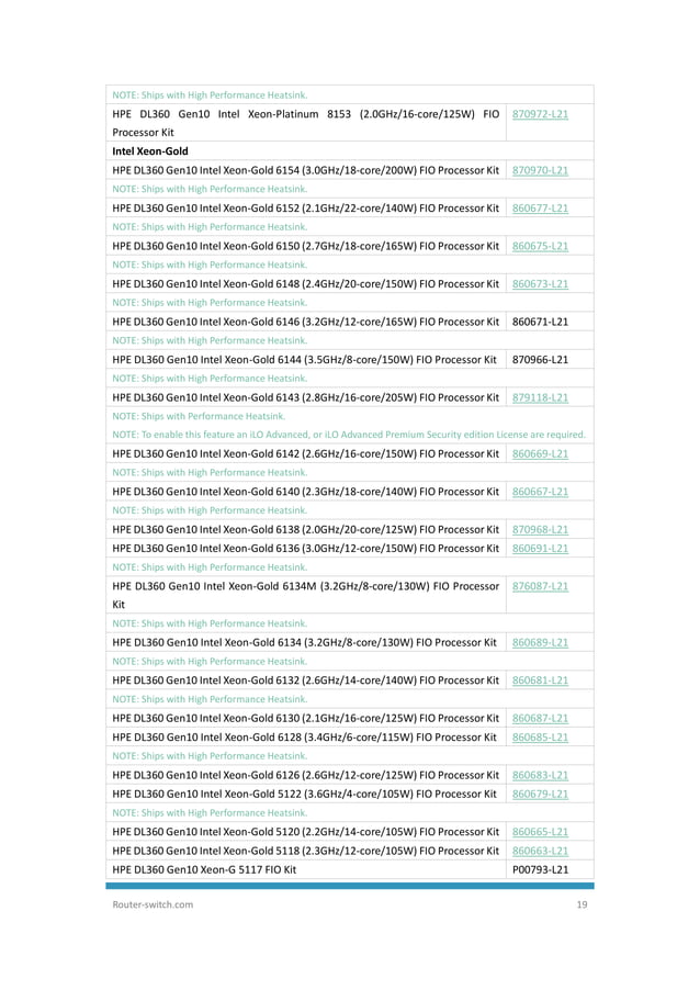 HPE ProLiant DL360 Gen10 Server Data Sheet | PDF