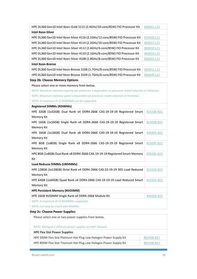 HPE ProLiant DL360 Gen10 Server Data Sheet | PDF