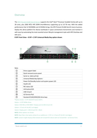 HPE ProLiant DL360 Gen10 Server Data Sheet | PDF