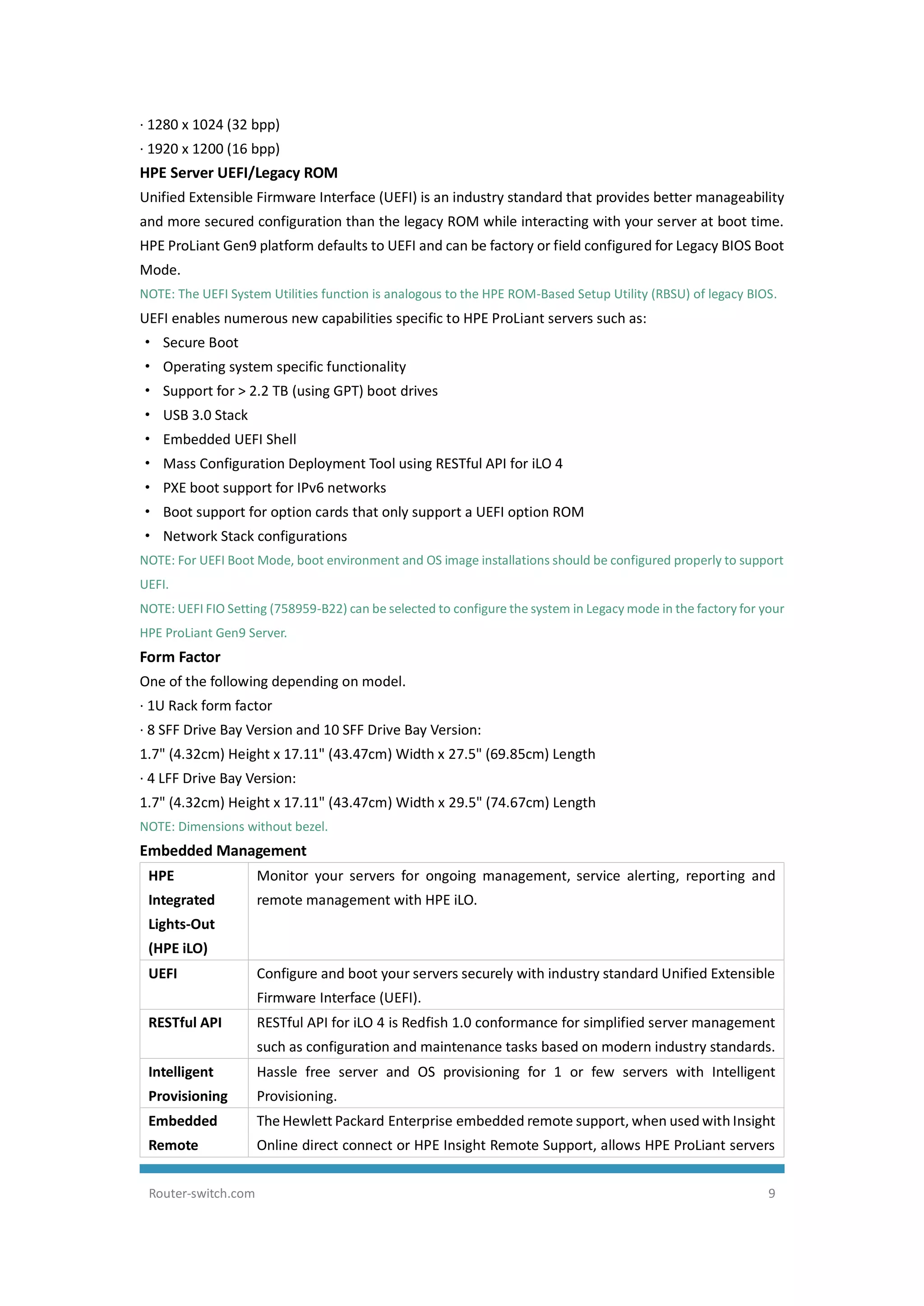 HPE ProLiant DL360 Gen9 Server Data Sheet | PDF