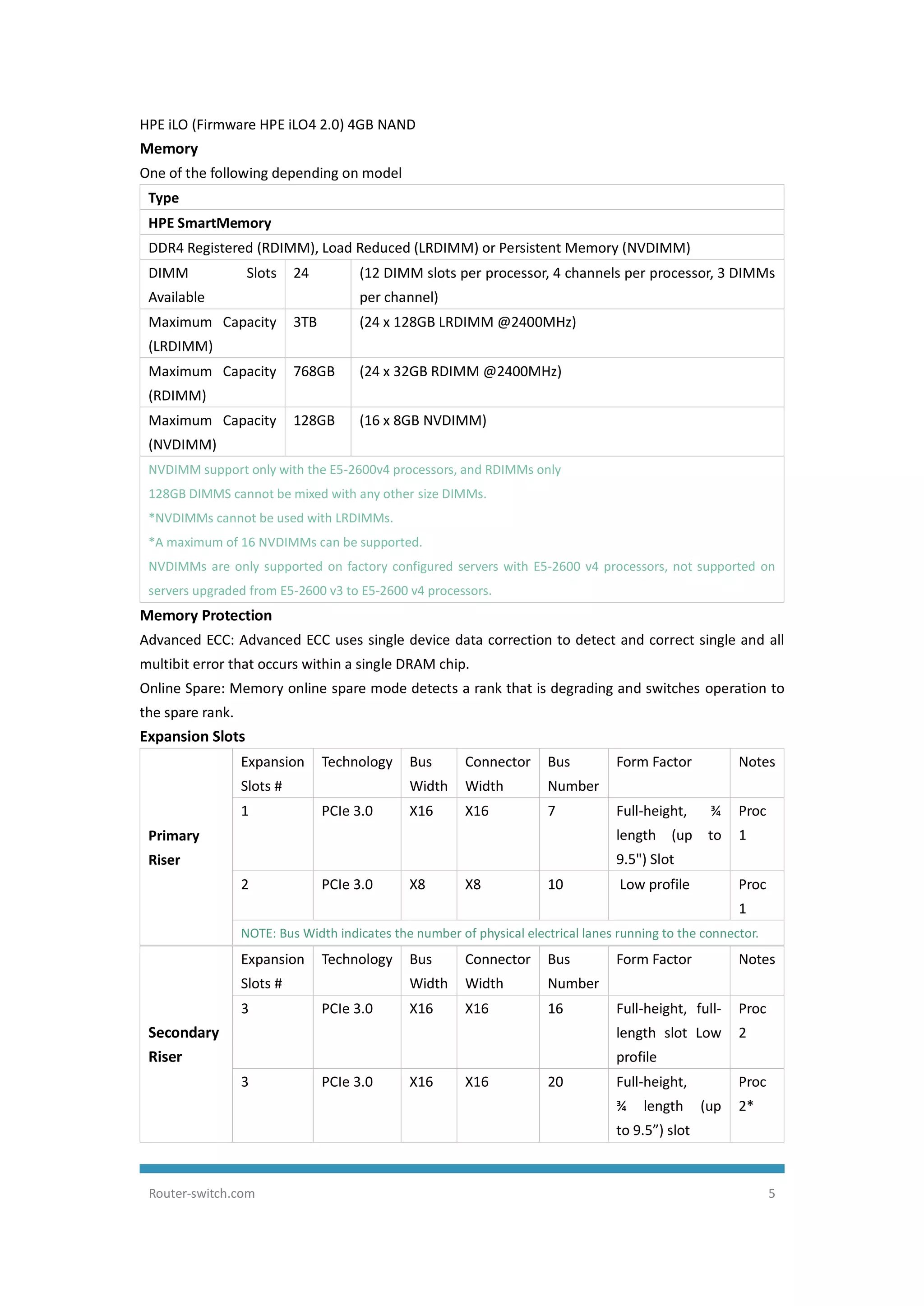 HPE ProLiant DL360 Gen9 Server Data Sheet | PDF