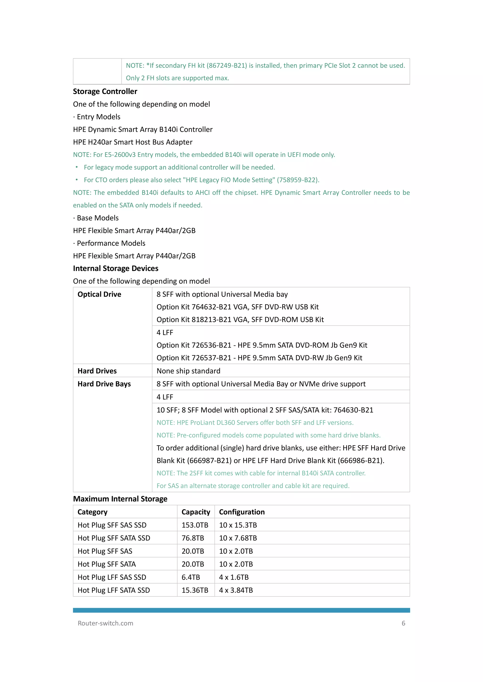 HPE ProLiant DL360 Gen9 Server Data Sheet | PDF