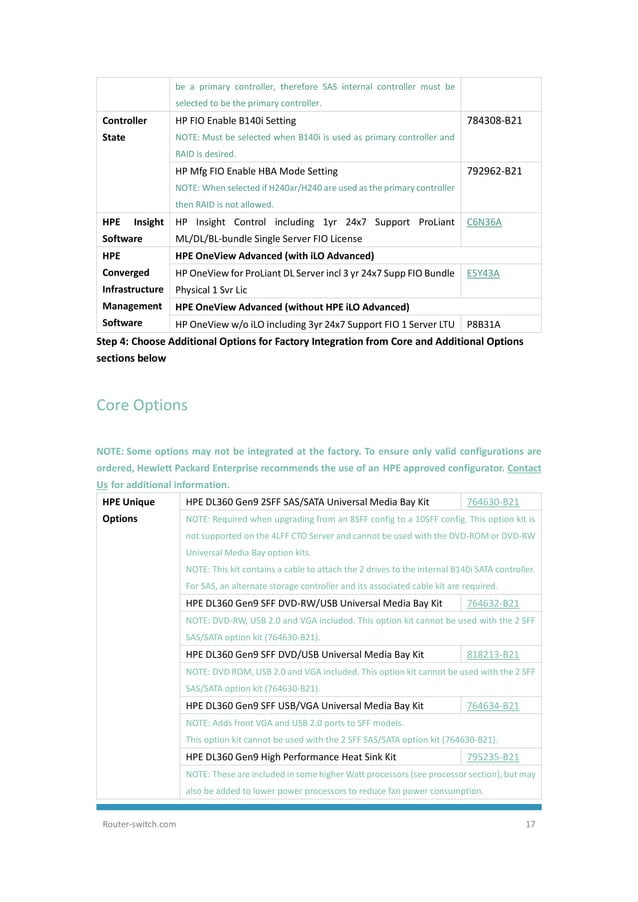 HPE ProLiant DL360 Gen9 Server Data Sheet | PDF | Computer Peripherals ...