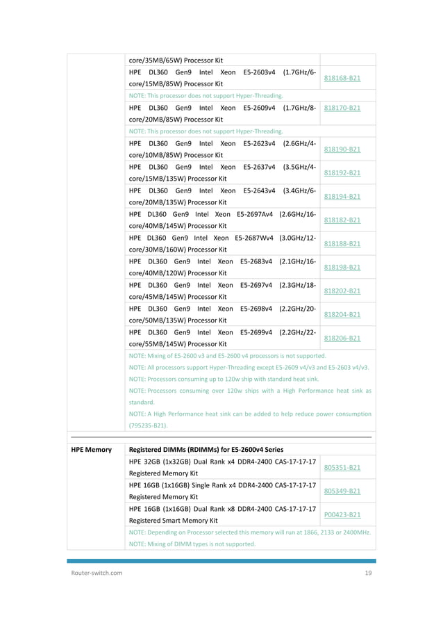 HPE ProLiant DL360 Gen9 Server Data Sheet | PDF | Computer Peripherals ...