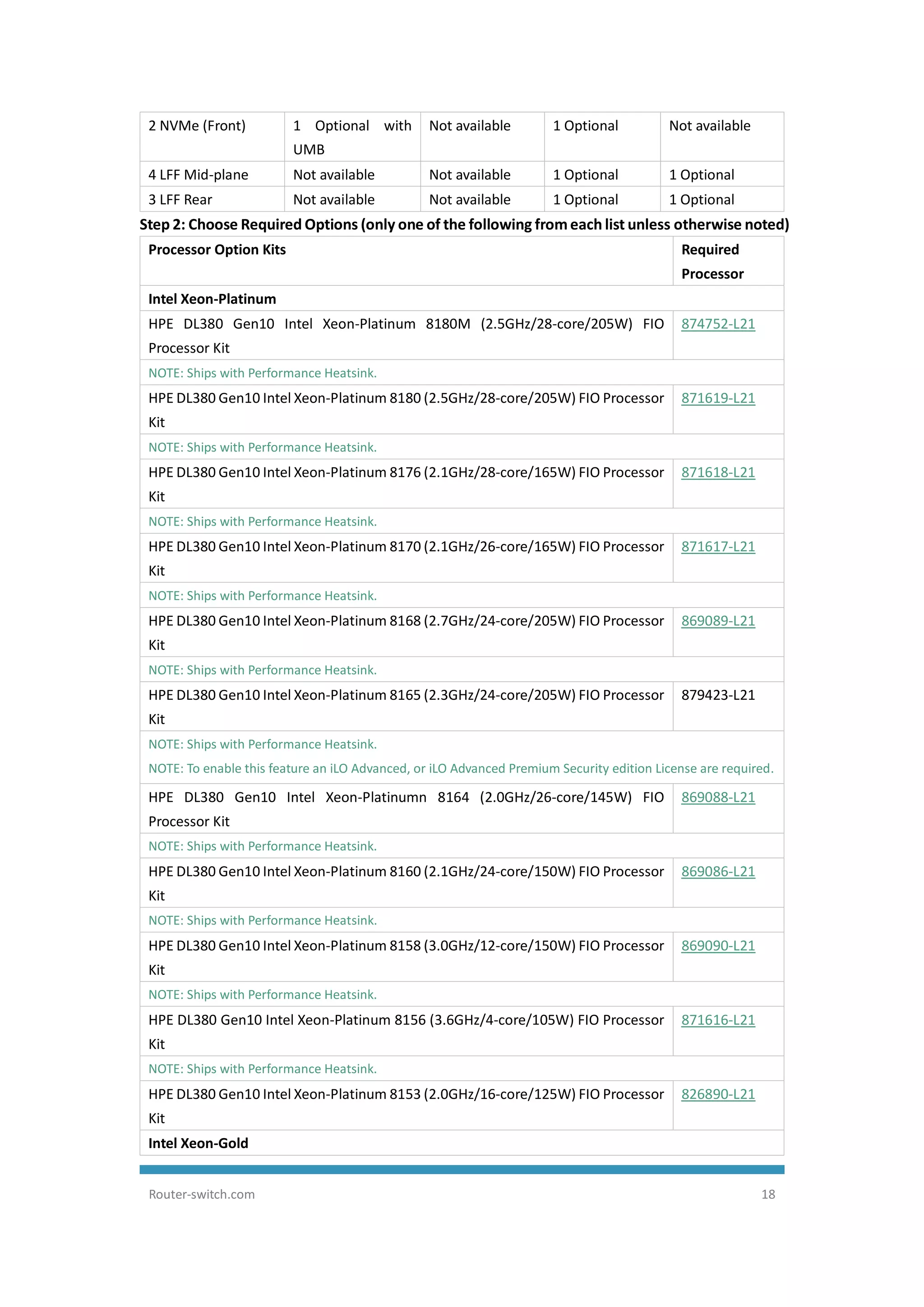 HPE ProLiant DL380 Gen10 Server Data Sheet | PDF