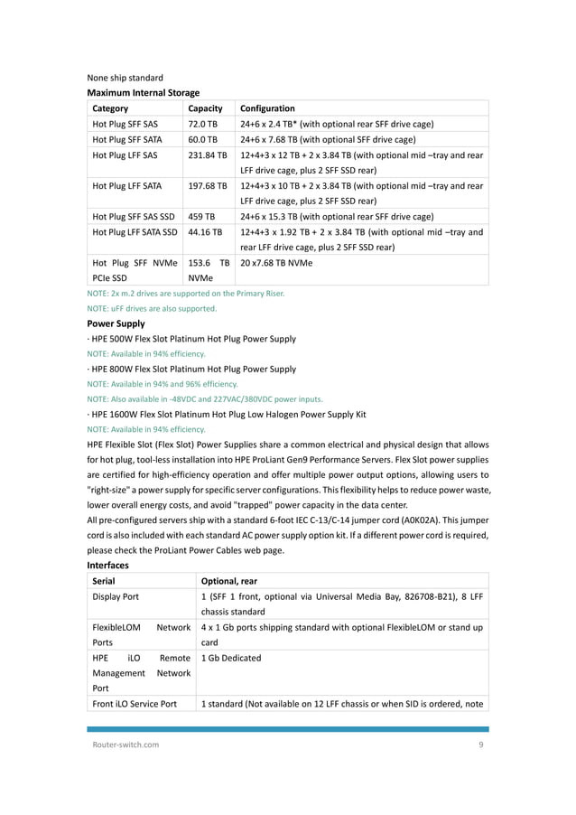 HPE ProLiant DL380 Gen10 Server Data Sheet | PDF