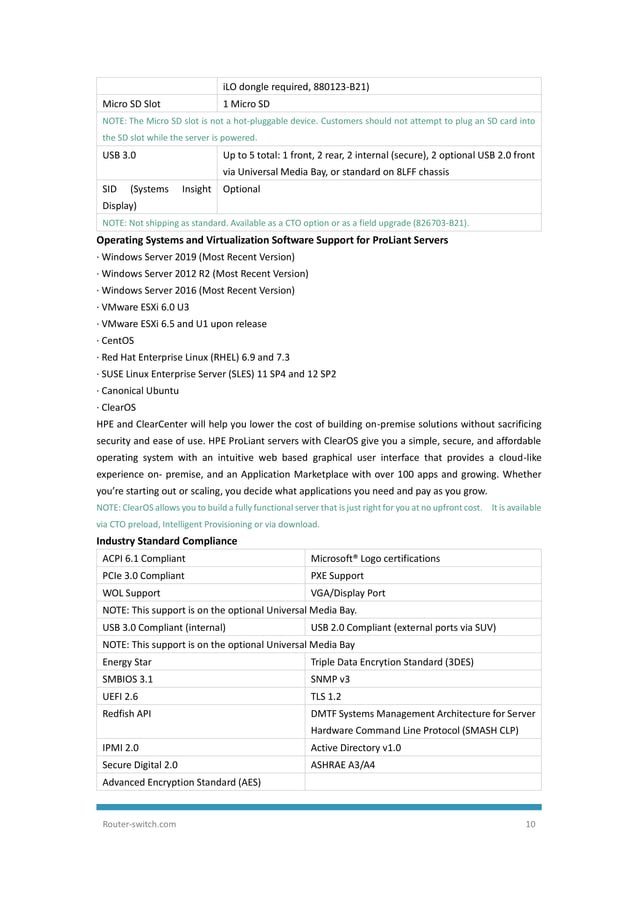HPE ProLiant DL380 Gen10 Server Data Sheet | PDF