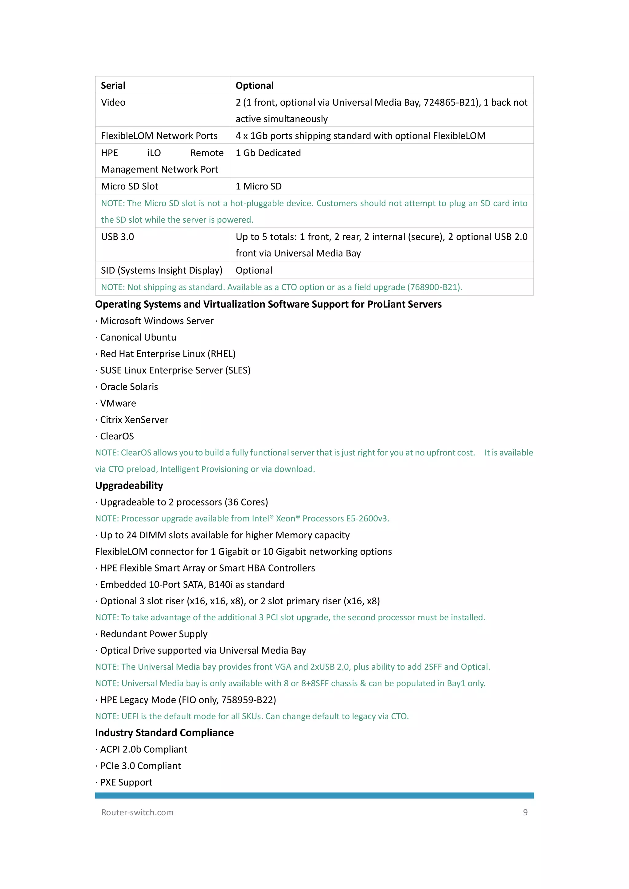 HPE ProLiant DL380 Gen9 Server Data Sheet | PDF