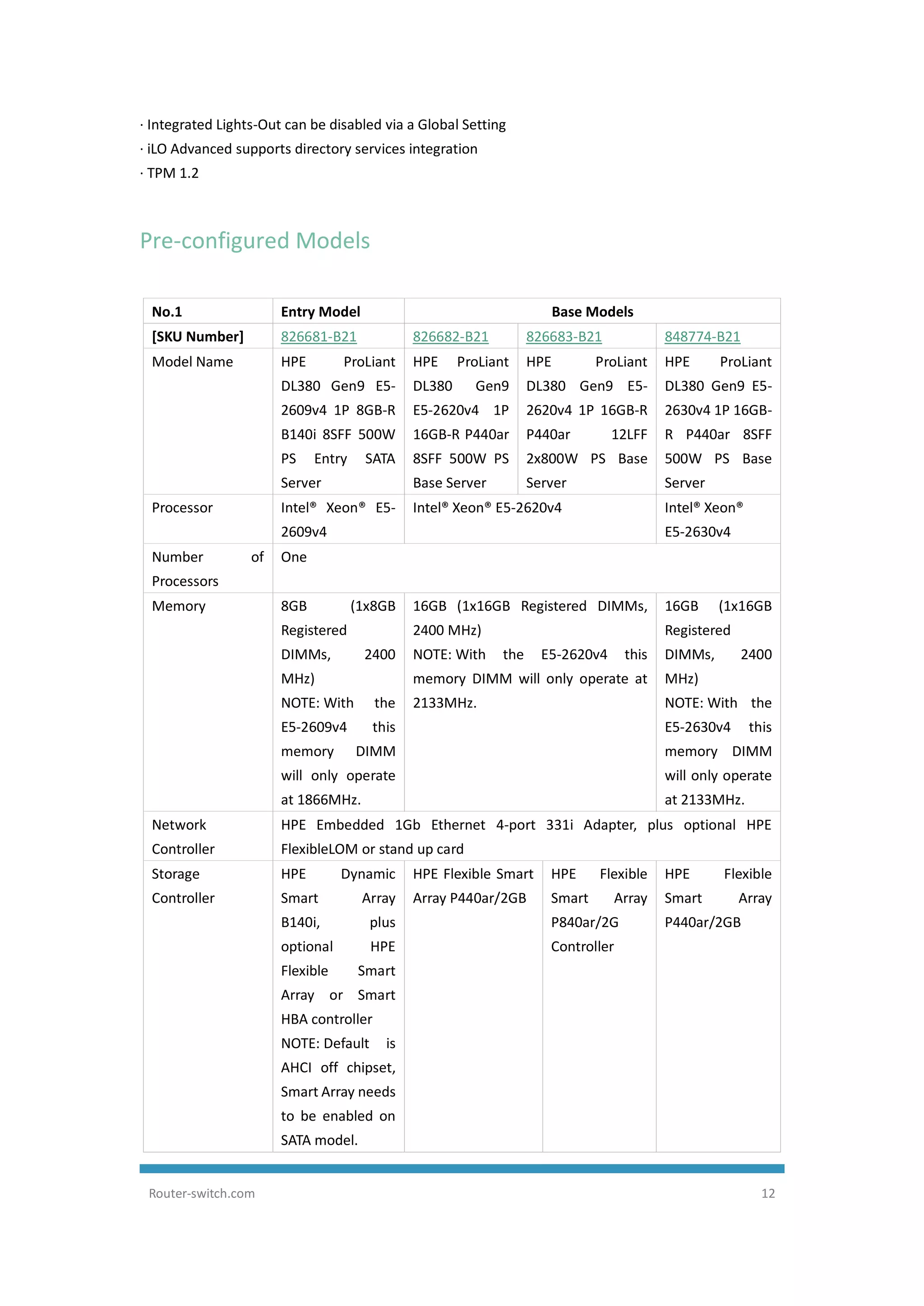 HPE ProLiant DL380 Gen9 Server Data Sheet | PDF