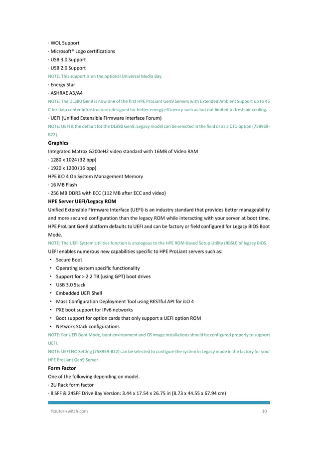 HPE ProLiant DL380 Gen9 Server Data Sheet | PDF