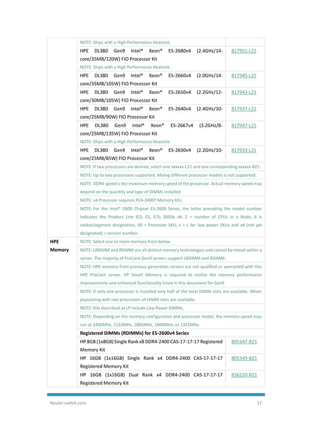 HPE ProLiant DL380 Gen9 Server Data Sheet | PDF