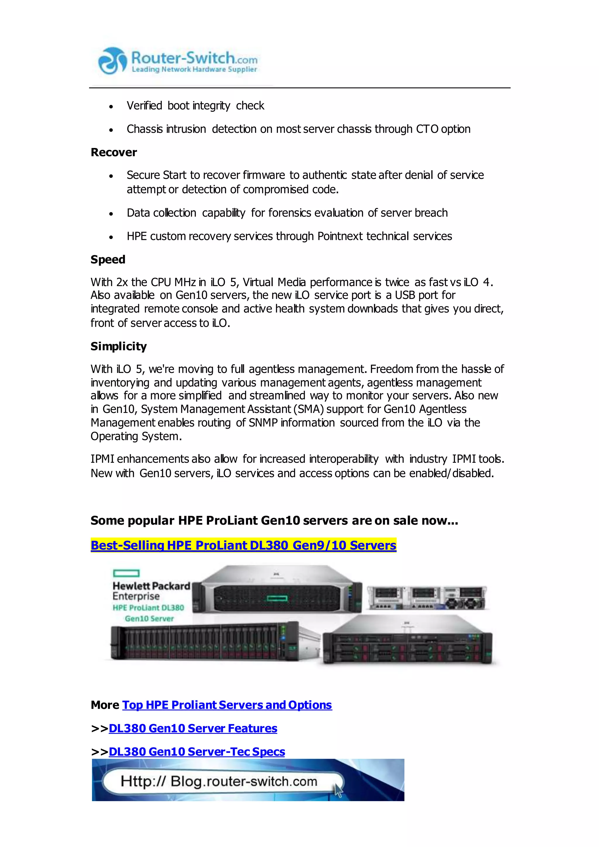 Hpe pro liant gen9 to gen10 server transition guide | PDF