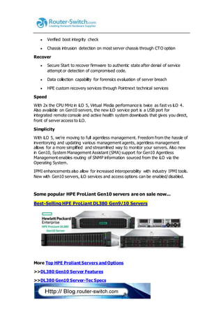 Hpe pro liant gen9 to gen10 server transition guide | DOCX | Operating ...