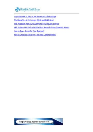 Hpe pro liant gen9 to gen10 server transition guide | DOCX | Operating ...