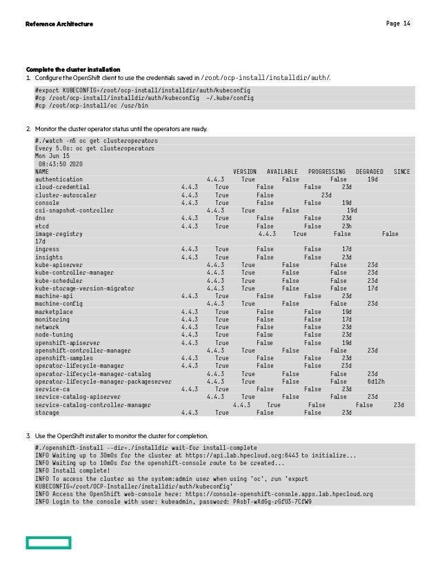 HPE Reference Architecture for Red Hat OpenShift on HPE ProLiant DL380 ...