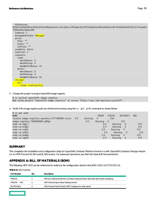 HPE Reference Architecture for Red Hat OpenShift on HPE ProLiant DL380 ...