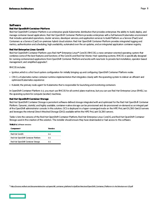 HPE Reference Architecture for Red Hat OpenShift on HPE ProLiant DL380 ...