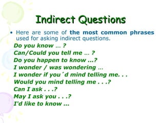 Indirect Questions for Politeness | PPT