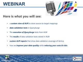 Leveraging HPE ALM & QuerySurge to test HPE Vertica | PPT