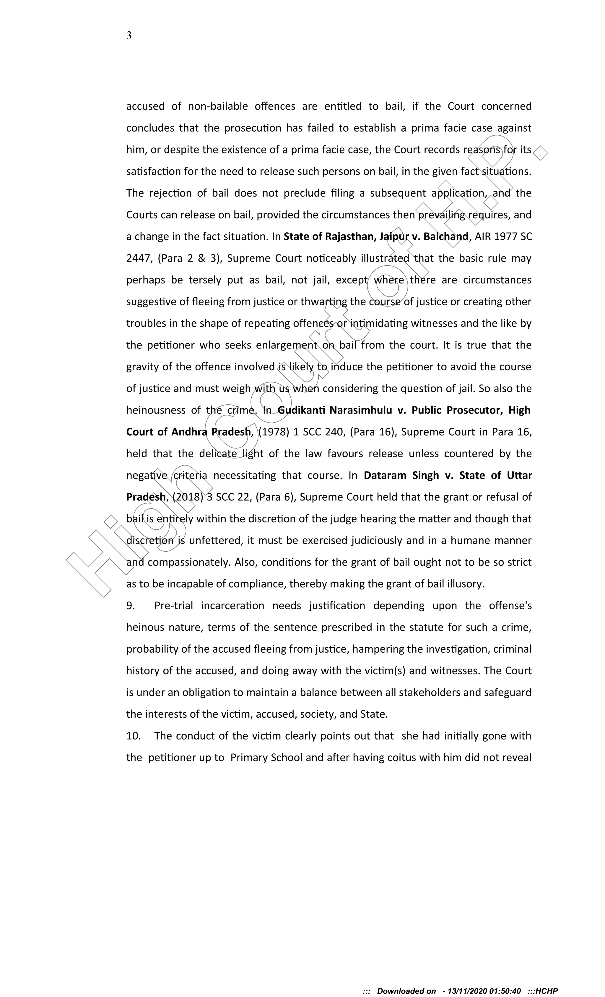 Hp high court bail rape accused order | PDF