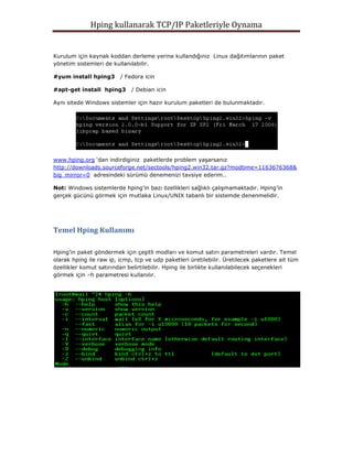 Hping Kullanarak TCP/IP Paketleriyle Oynama | PDF