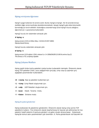Hping Kullanarak TCP/IP Paketleriyle Oynama | PDF